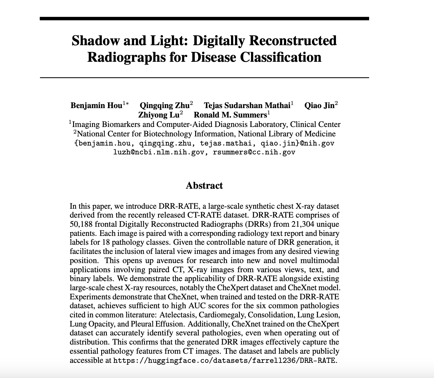 Drr Rate A Large Scale Synthetic Chest X Ray Dataset Complete With